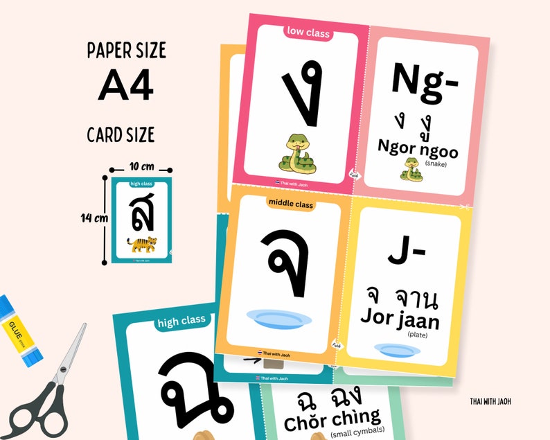 Thai Language Flashcards | Thai Consonants & Thai Vowels | Printable ...