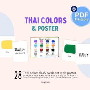 28 Thai Colors Flash Cards Set With Poster. - Etsy