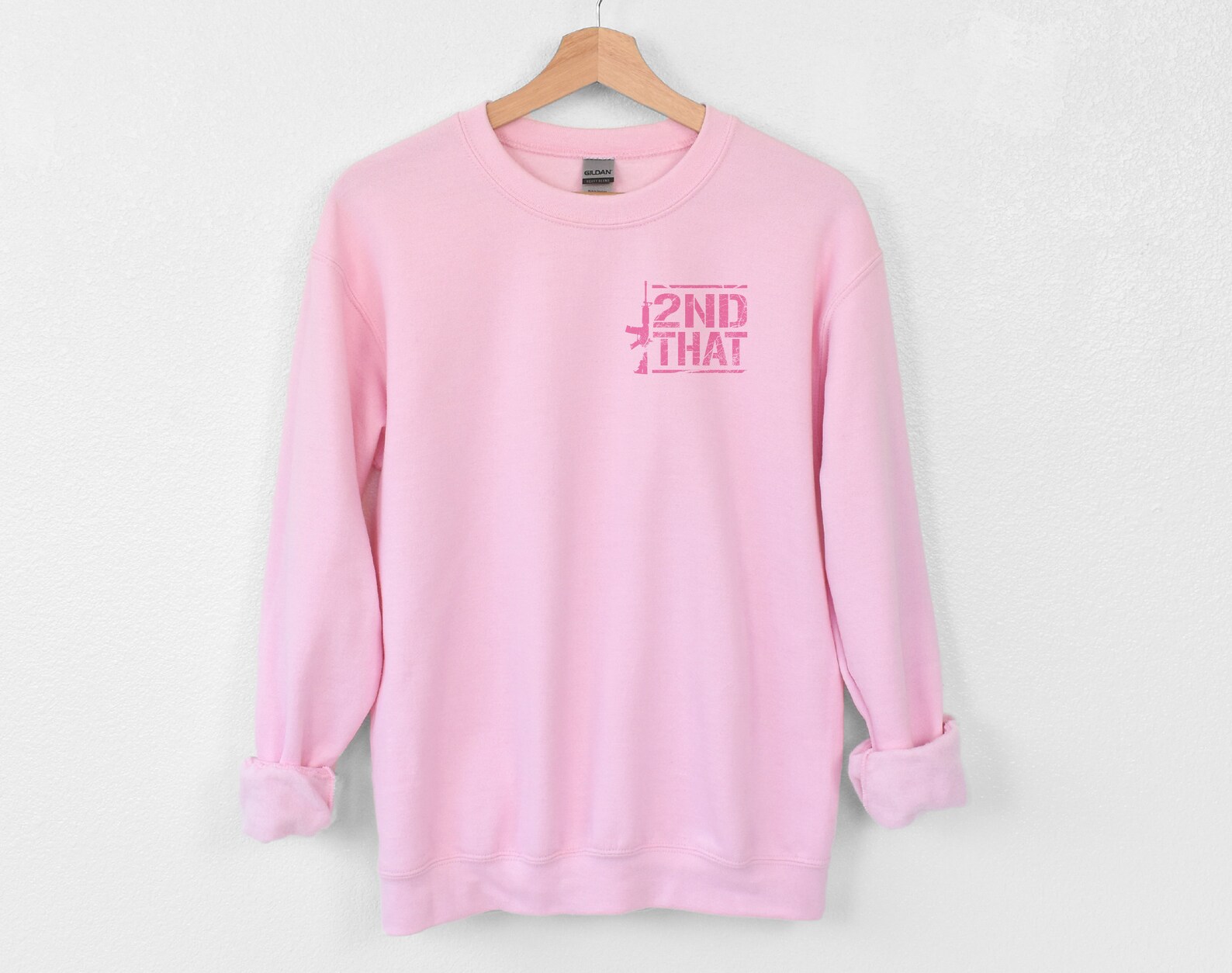 Second Amendment Sweatshirt for Women, Pink Firearm Back Design Sweater ...