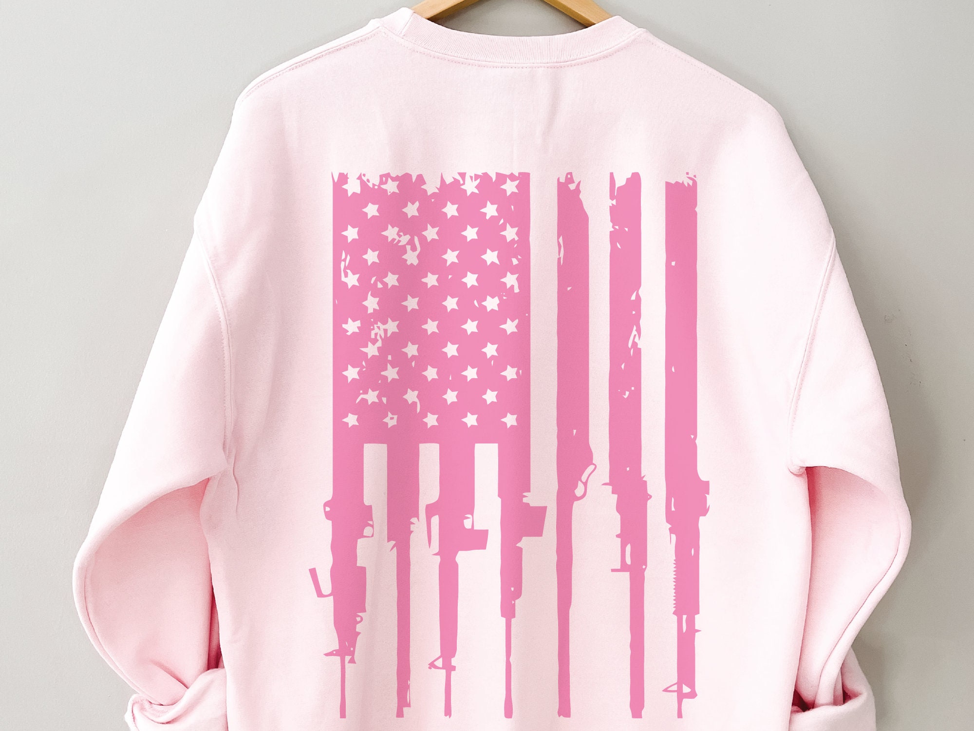 Second Amendment Sweatshirt for Women, Pink Firearm Back Design Sweater ...
