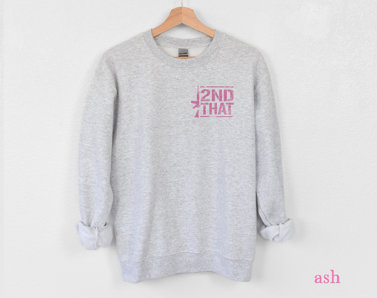 Second Amendment Sweatshirt for Women, Pink Firearm Back Design Sweater ...