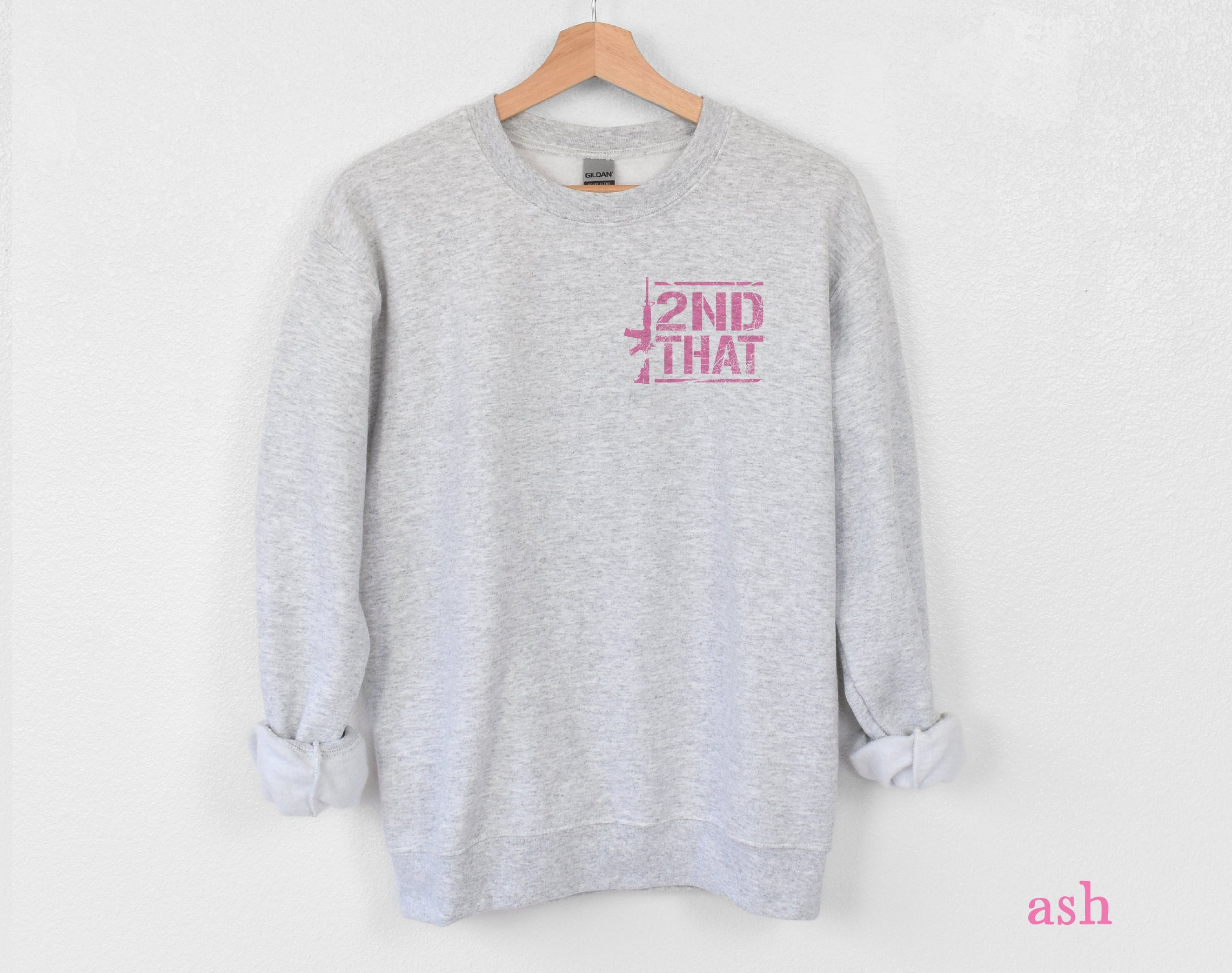 Second Amendment Sweatshirt for Women, Pink Firearm Back Design Sweater ...