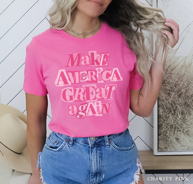 Girly MAGA 2024 T-shirt, Pink Patriotic Tee for Conservative Women ...