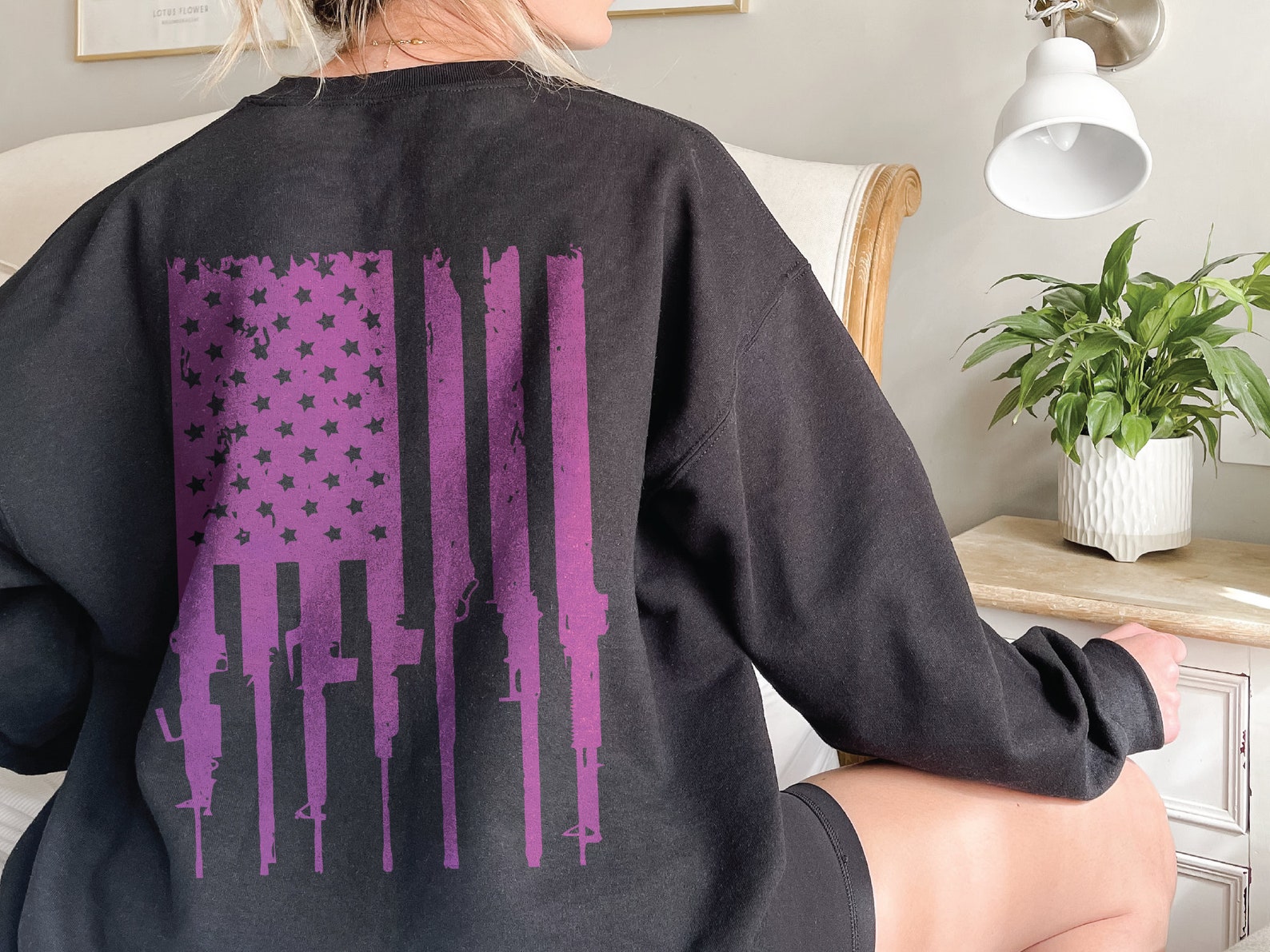 Second Amendment Sweatshirt for Women, Pink Firearm Back Design Sweater ...