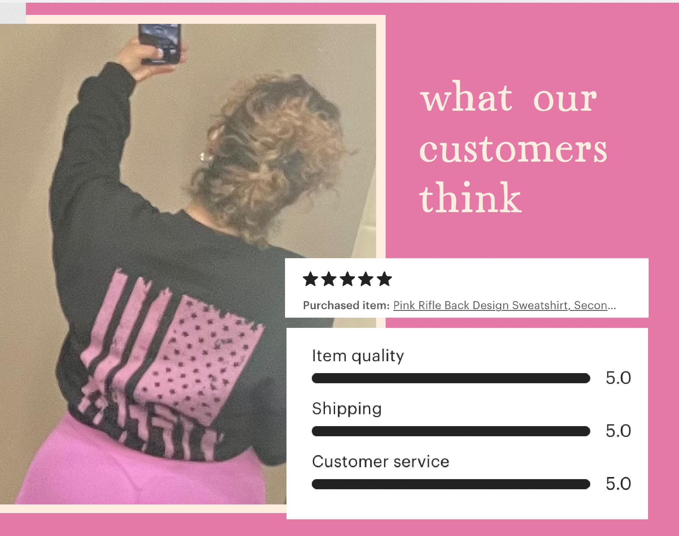 Pink American Flag Rifle Sweatshirt, Second Amendment Sweater for Women ...