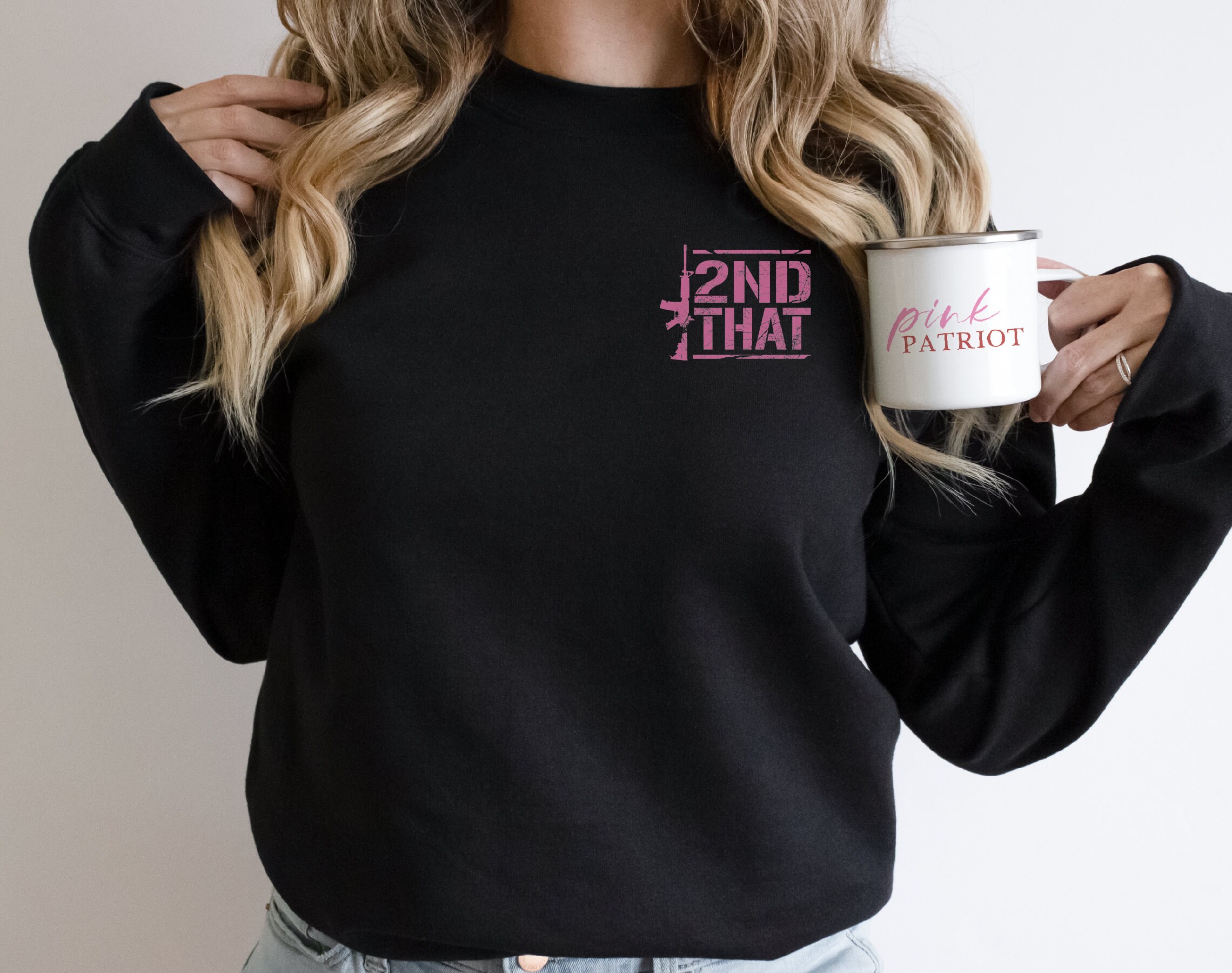 Second Amendment Sweatshirt for Women, Pink Firearm Back Design Sweater ...