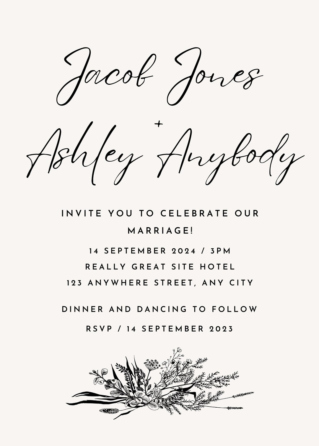 Customizable Wedding Invitation Template for Immediate Download - Etsy