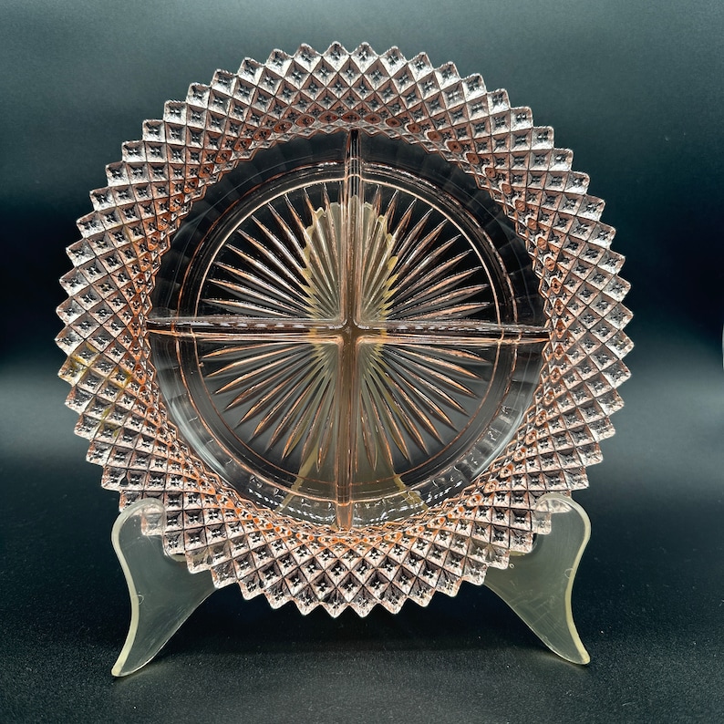 Vintage Anchor Hocking Miss America Pink Depression Glass Divided Tray ...