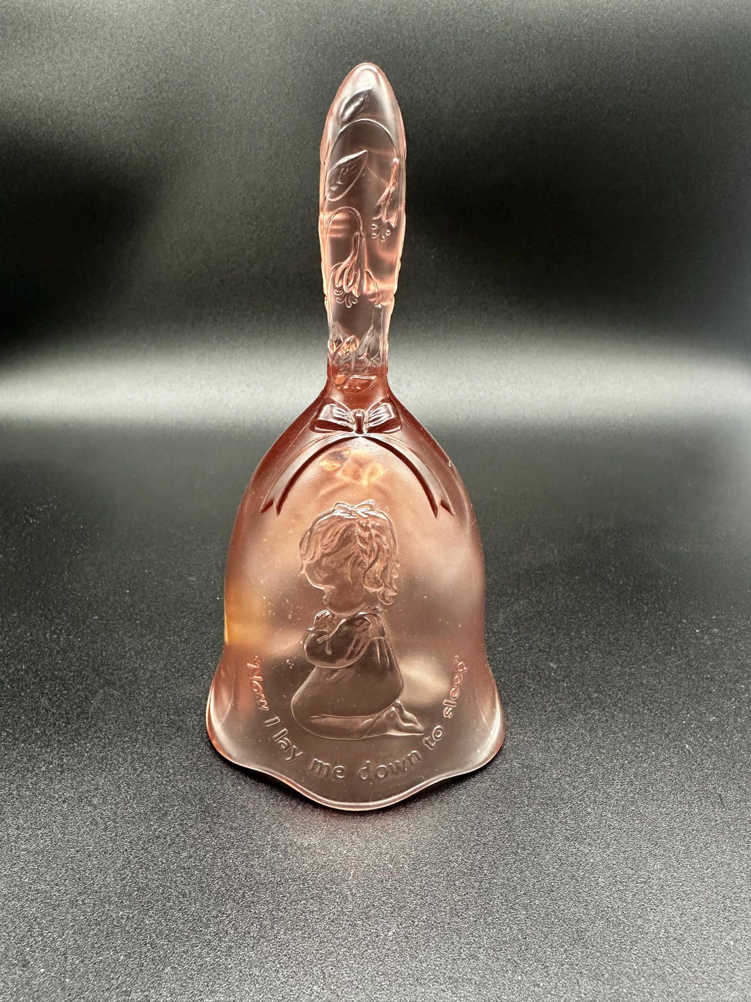 Vintage Fenton Prayer Bell, Now I Lay Me Down to Sleep, Pink Satin ...
