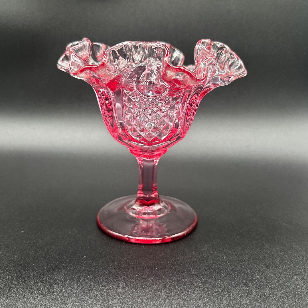 Vintage Fenton Colonial Pink Pineapple Pattern Compote, Circa 1960s - Etsy