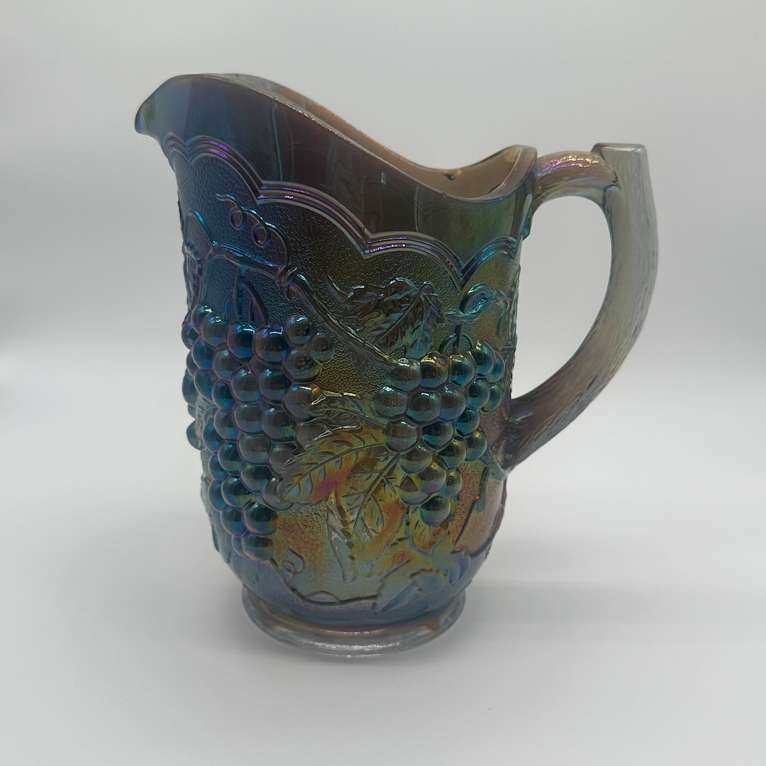 Imperial Glass Smoke Carnival Glass Pitcher With Grapes, Circa 1960s - Etsy