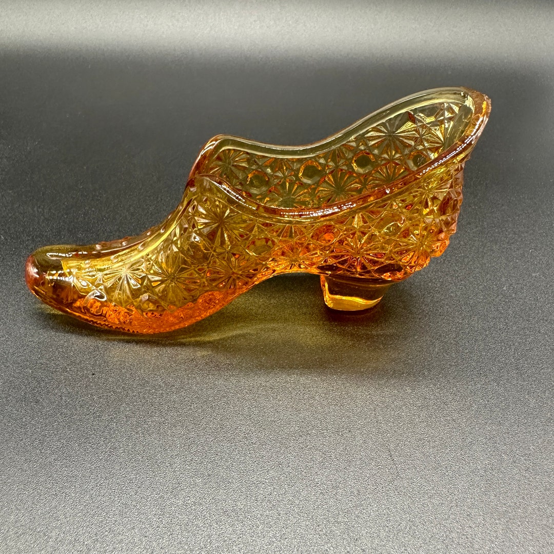 Vintage Amber Daisy and Button Shoe, Matchstick Holder, Circa 1960s - Etsy