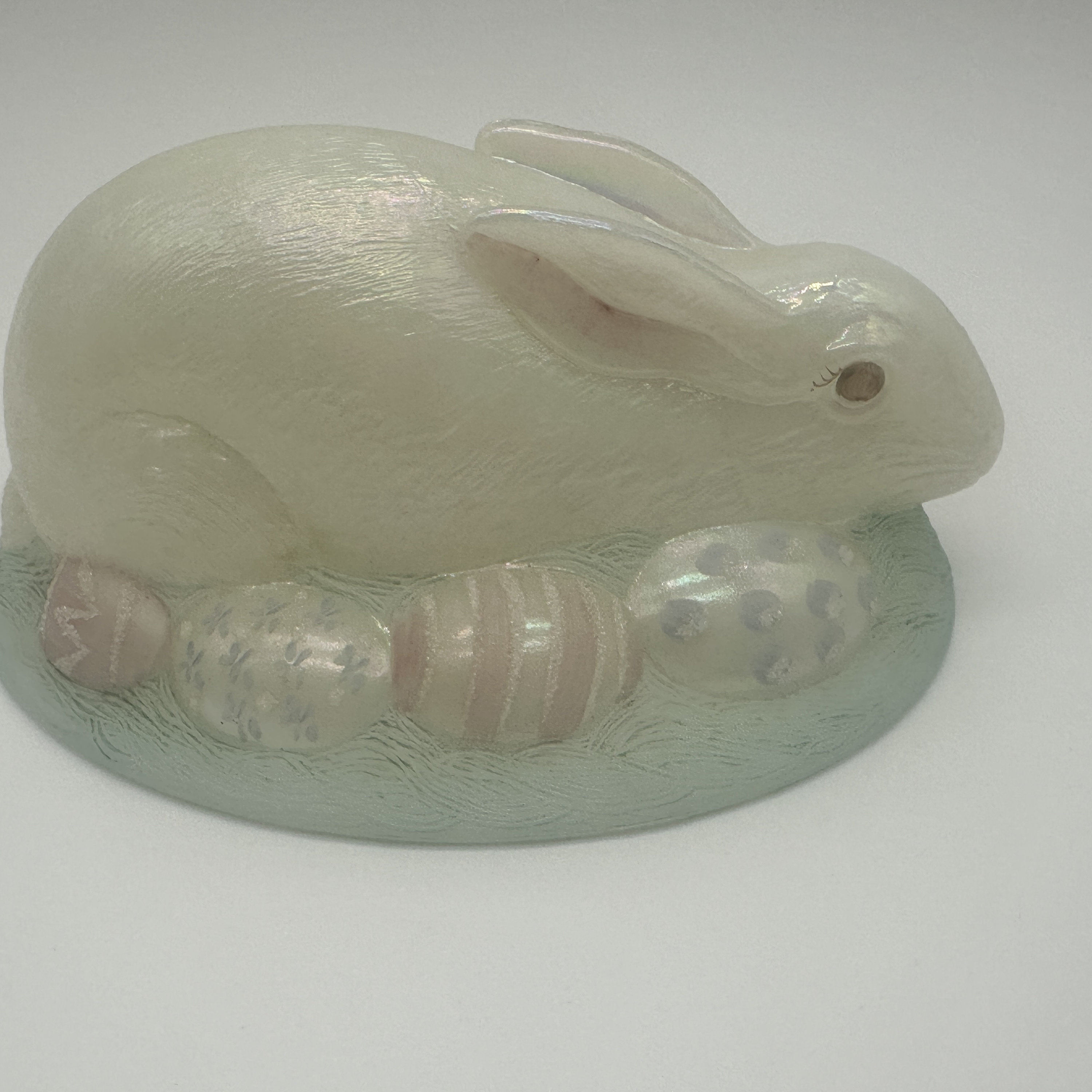Fenton Iridescent Rabbit on Nest Hand Painted Signed JK - Etsy