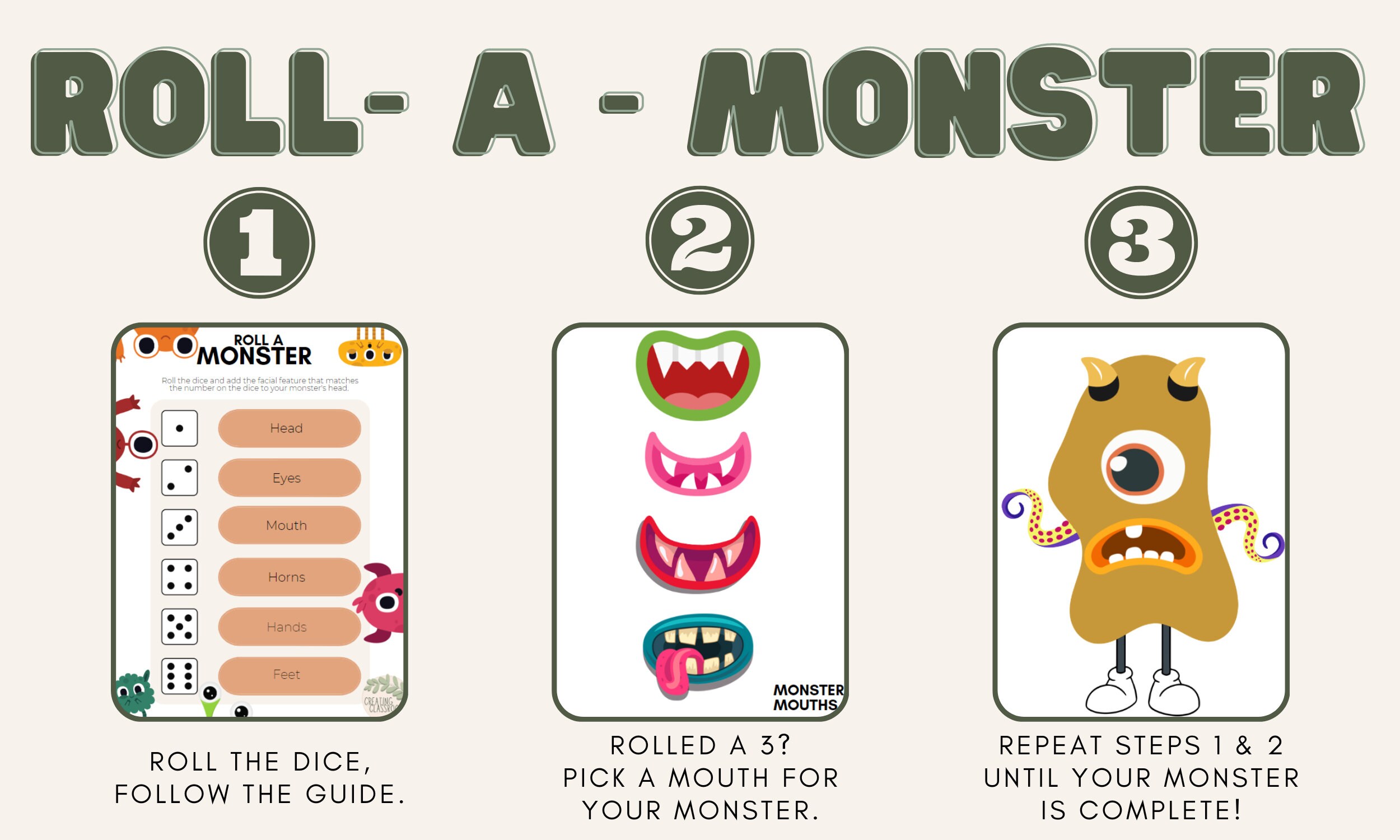 Math Monster Game - Etsy