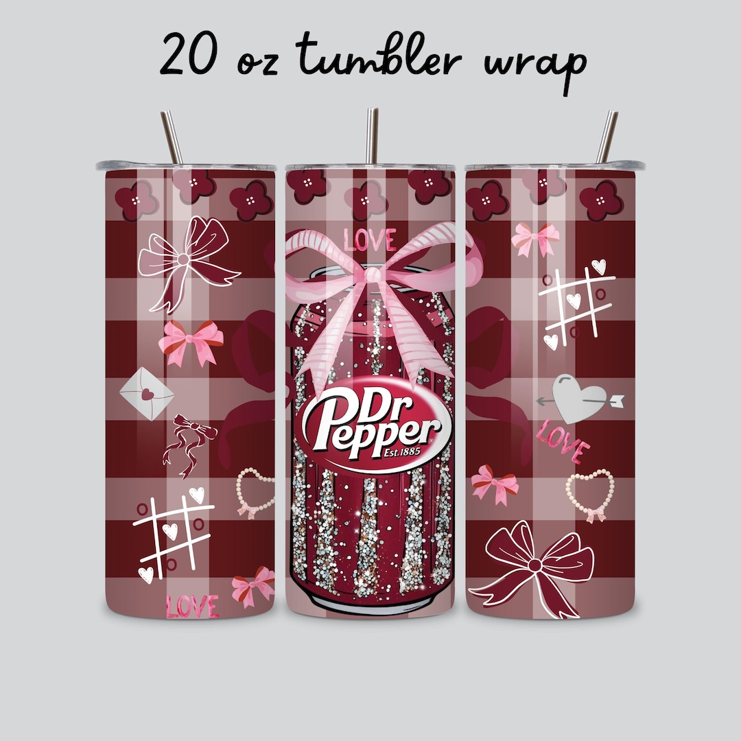 Dr Pepper Coquette Preppy TUMBLER Wrap Digital 20 OZ Sublimation Design ...