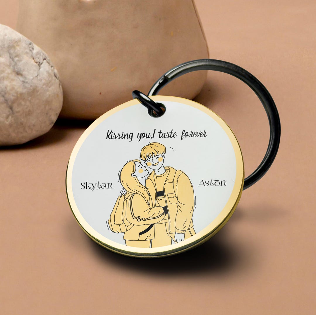 Custom Couple Keychain Personalized Romantic Gift Unique Keepsake ...