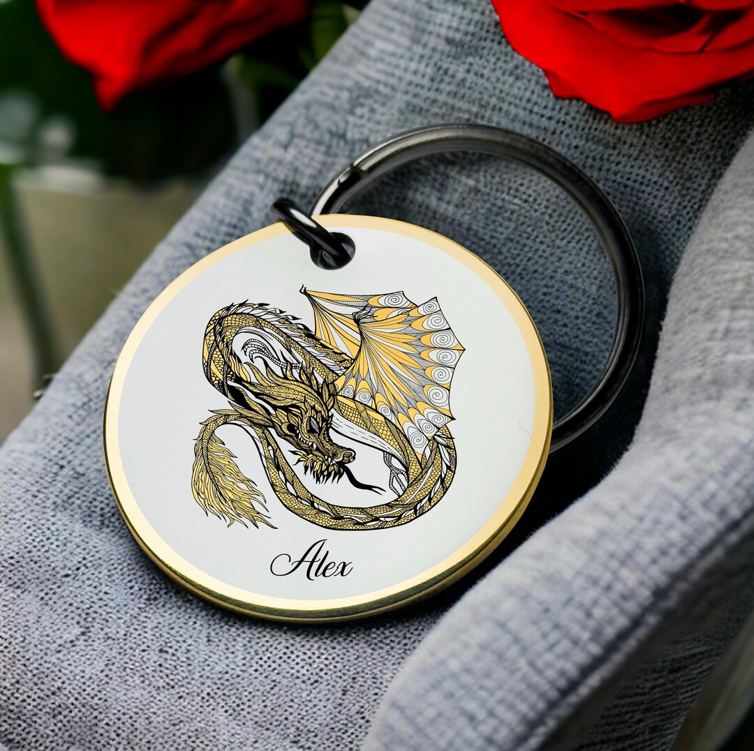 Serpent Dragon Keychain Fantasy Mythology Gift Custom Keepsake Powerful ...