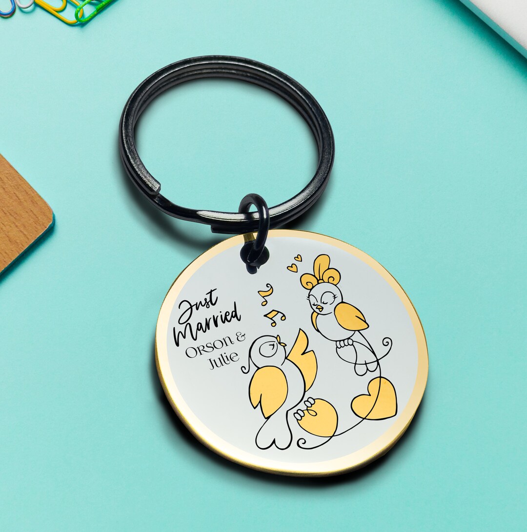 Just Married Bird Keychain Handcrafted Wedding Keepsake Unique Gift ...