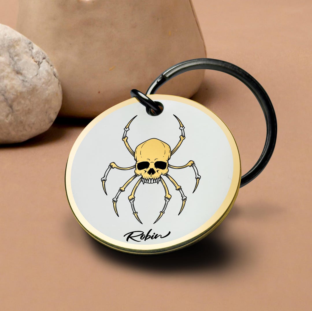 Skull Spider Keychain Gothic Horror Art Gift Custom Keepsake Dark ...