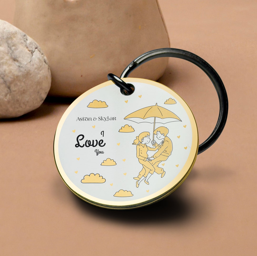 Custom Couple Keychain Romantic Personalized Keepsake Anniversary ...