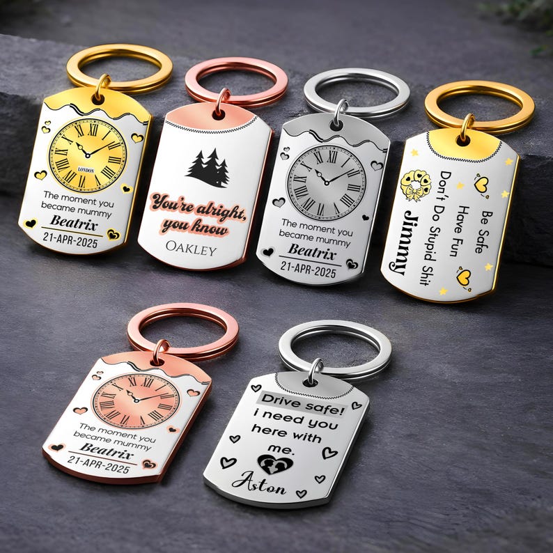 Engraved Name Keychain, Personalised Keyfob, Drive Safe Gift ...