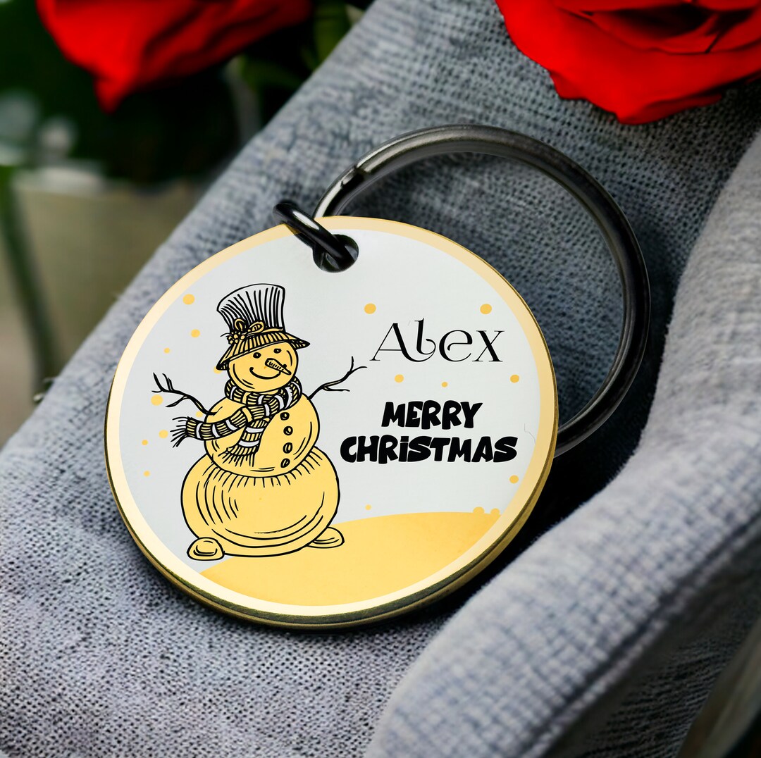 Cheerful Snowman Keychain - Jolly Snowman Keyring, Merry Christmas Key ...