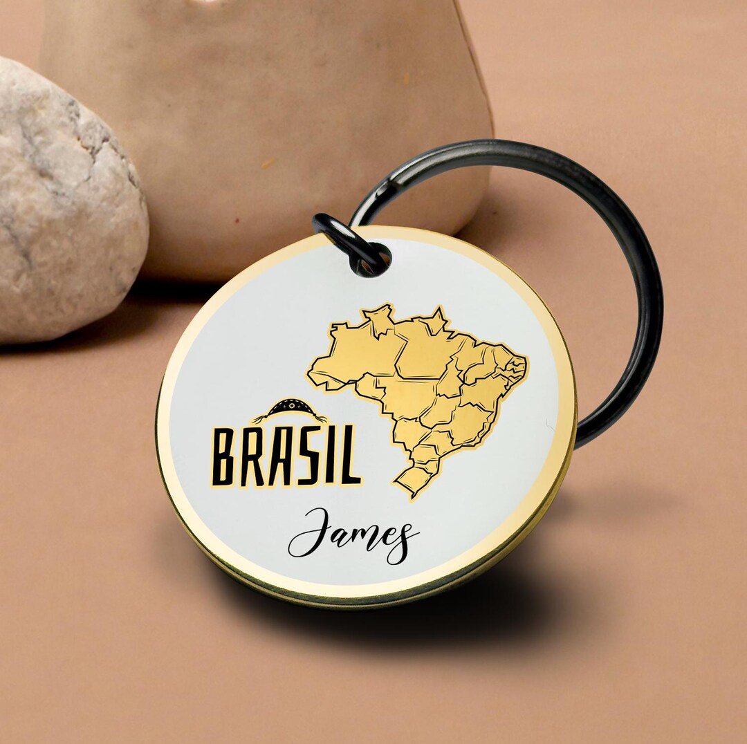 Engraved Brazil Map Keychain: Personalized Travel Souvenir - Etsy