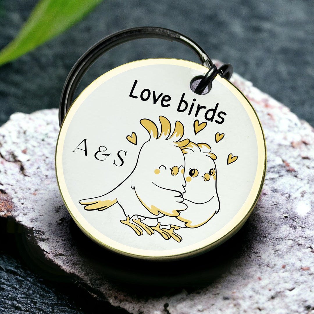 Custom Love Birds Keychain Personalized Romantic Gift for Couples ...