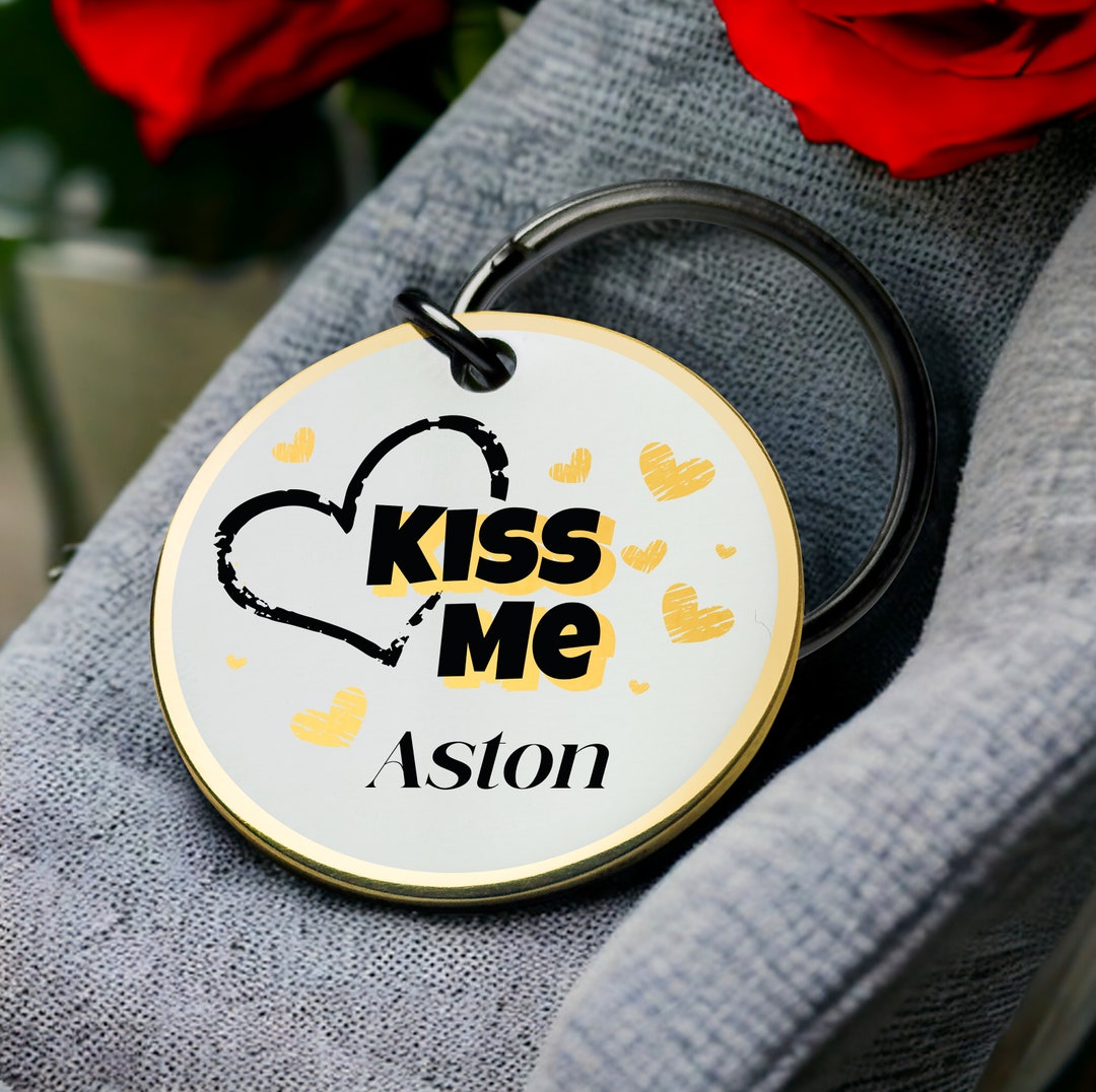 Kiss Me Romantic Couple Keychain Personalized Handmade Love Gift ...