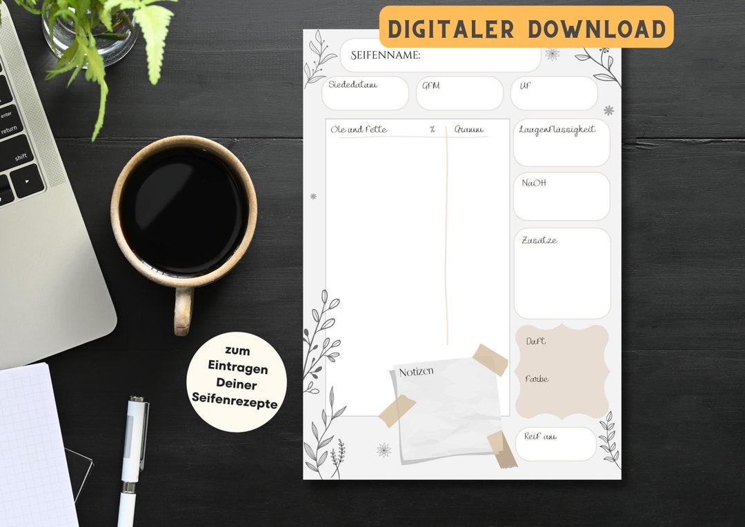 Printable Soap Recipe Template - Etsy