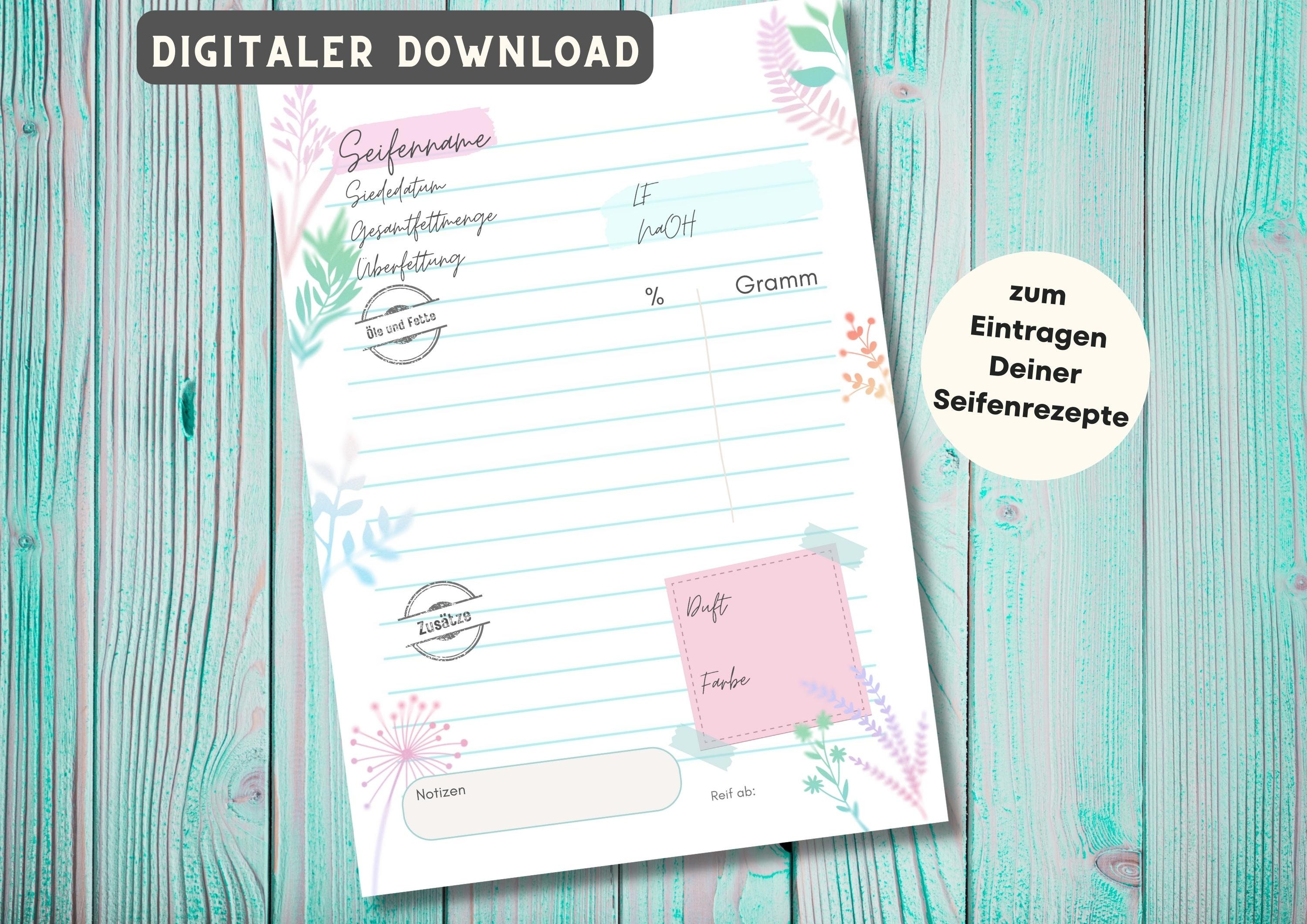 Printable Soap Recipe Template - Etsy