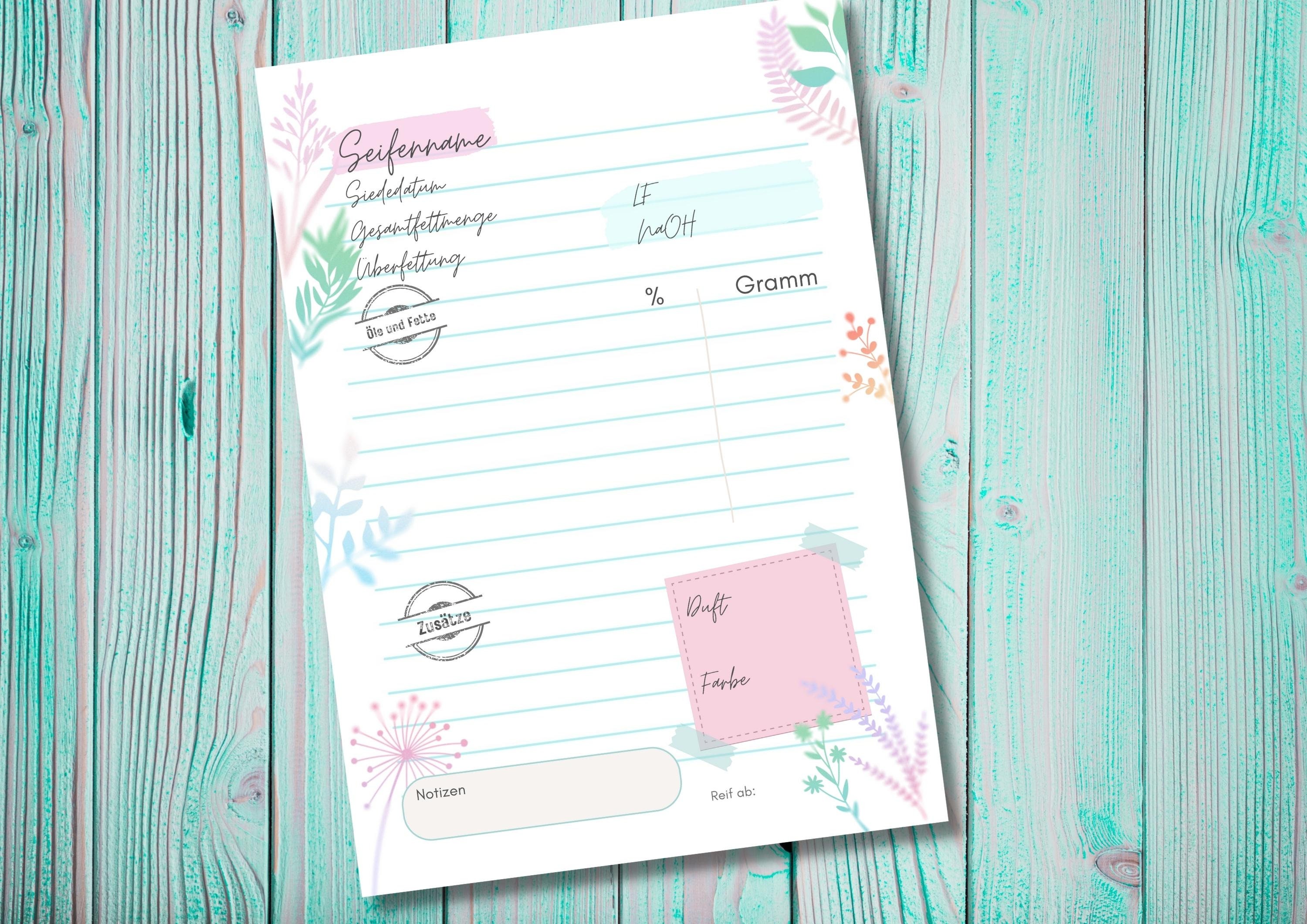 Printable Soap Recipe Template - Etsy