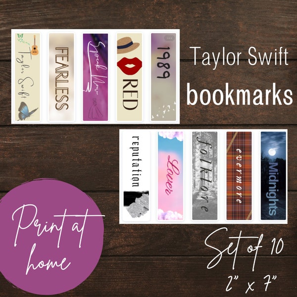 Taylorswift Bookmark Printable - Etsy