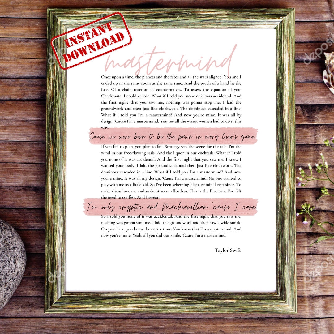 Mastermind Printable Poster Printable Lyrics Midnights Taylor Swift ...