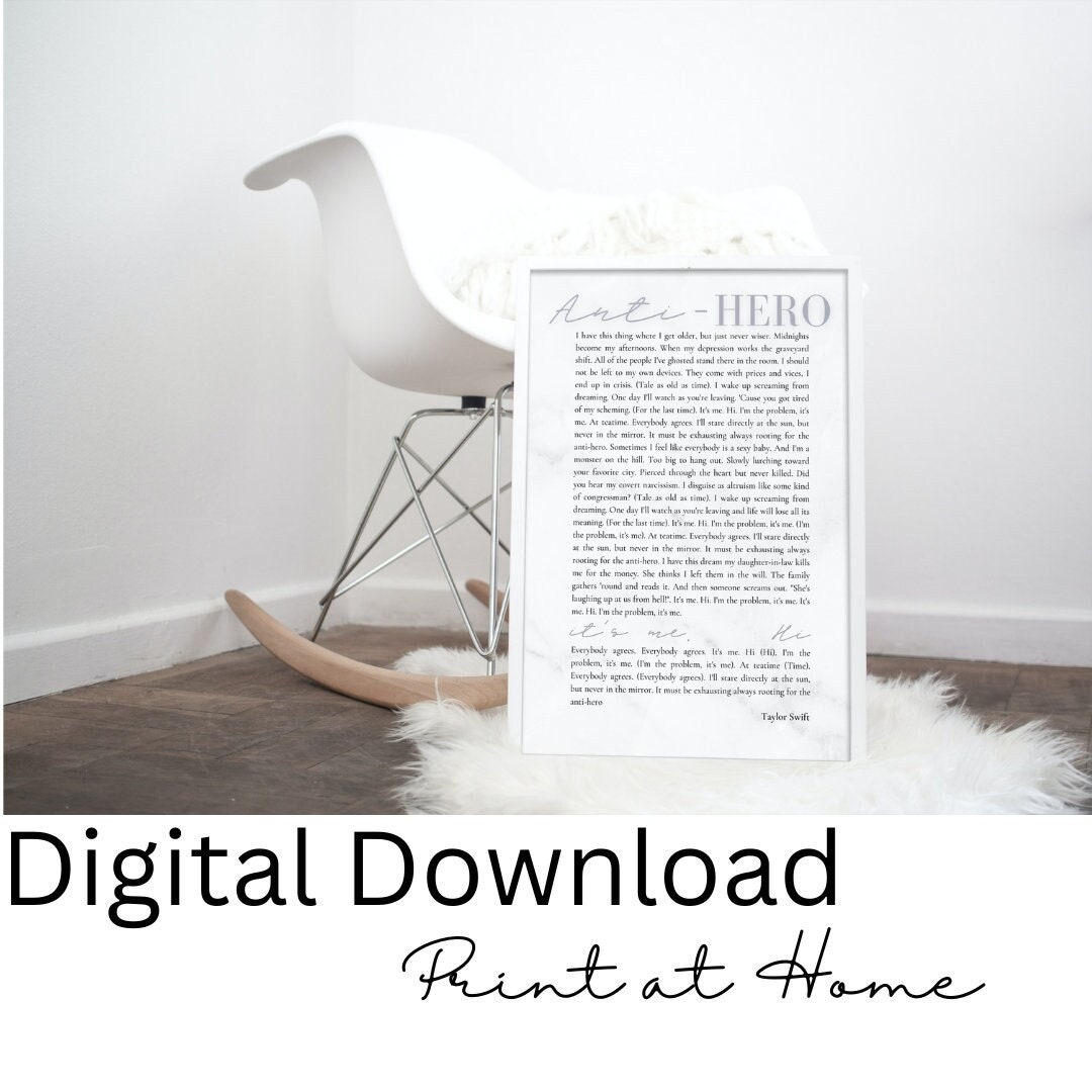 Anti-hero | Midnights Taylor Swift Lyrical Album Poster | Printable ...