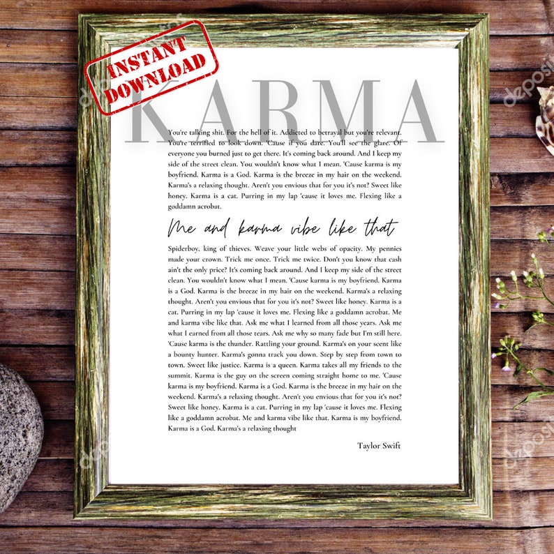 Karma Printable Poster | Karma Lyrics | Midnights Taylor Swift Lyrical ...