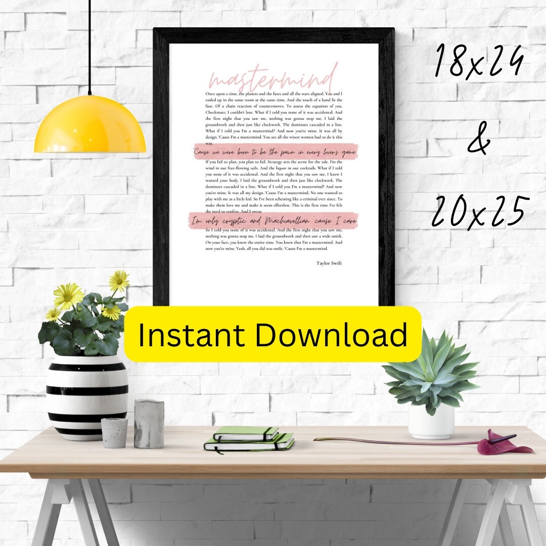 Mastermind Printable Poster | Printable Lyrics | Midnights Taylor Swift ...
