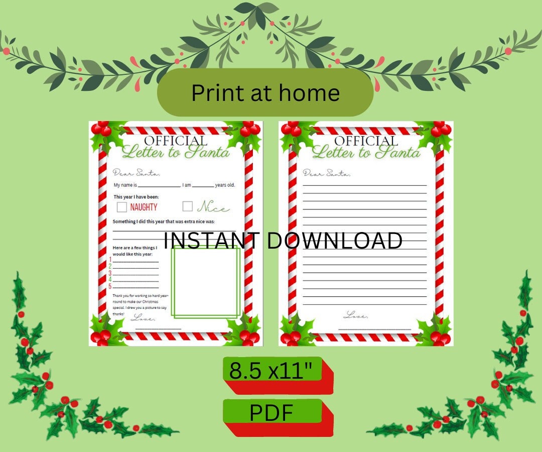 Official Letter to Santa | Christmas Wish List | Printable Letter to ...