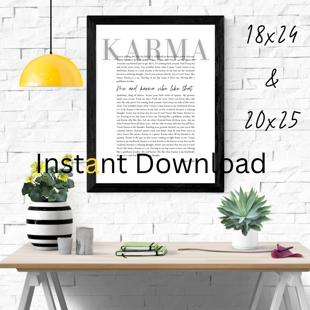Karma Printable Poster Karma Lyrics Midnights Taylor Swift Lyrical ...