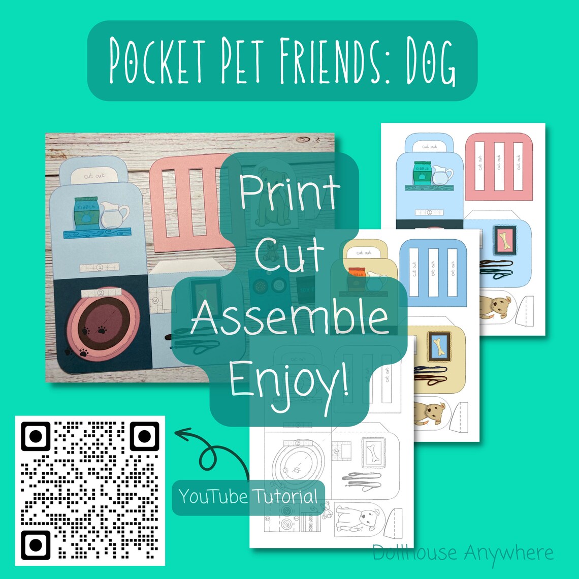 Printable Pocket Pet Friend: Dog Paper Dog House Portable - Etsy