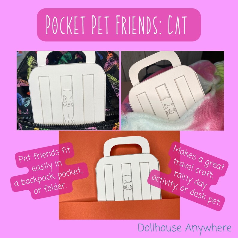 Printable Pocket Pet Friend: Cat (coloring Book Version), Paper Cat ...