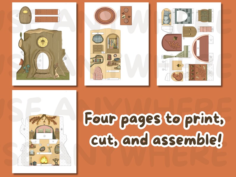 Printable Pop up Dollhouse, Full-color, Paper Tree House, Portable ...
