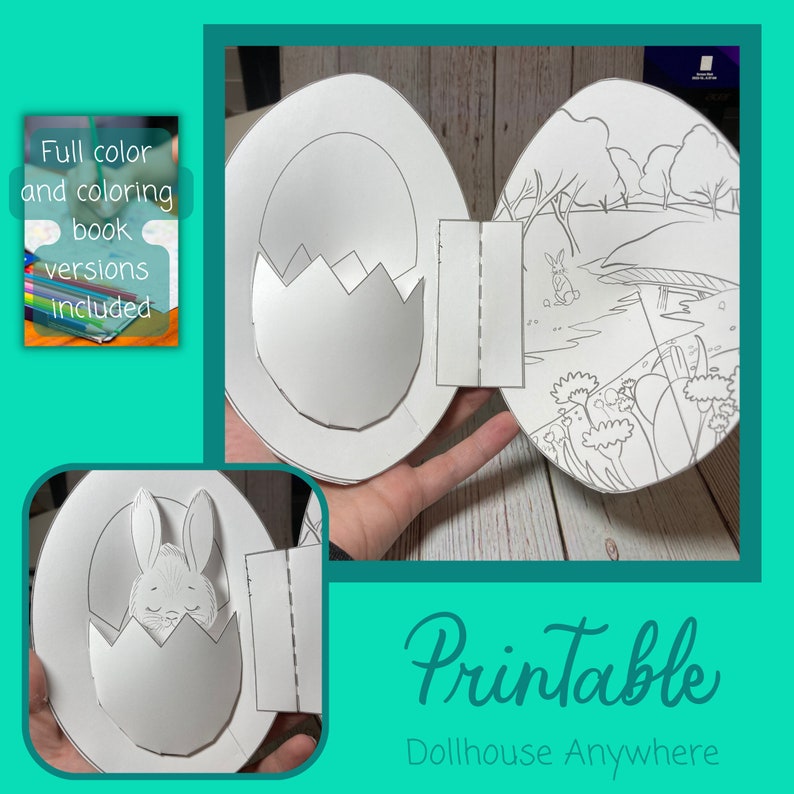 Printable Easter Bunny in an Egg Play Set, Paper Egg, Portable, Paper ...