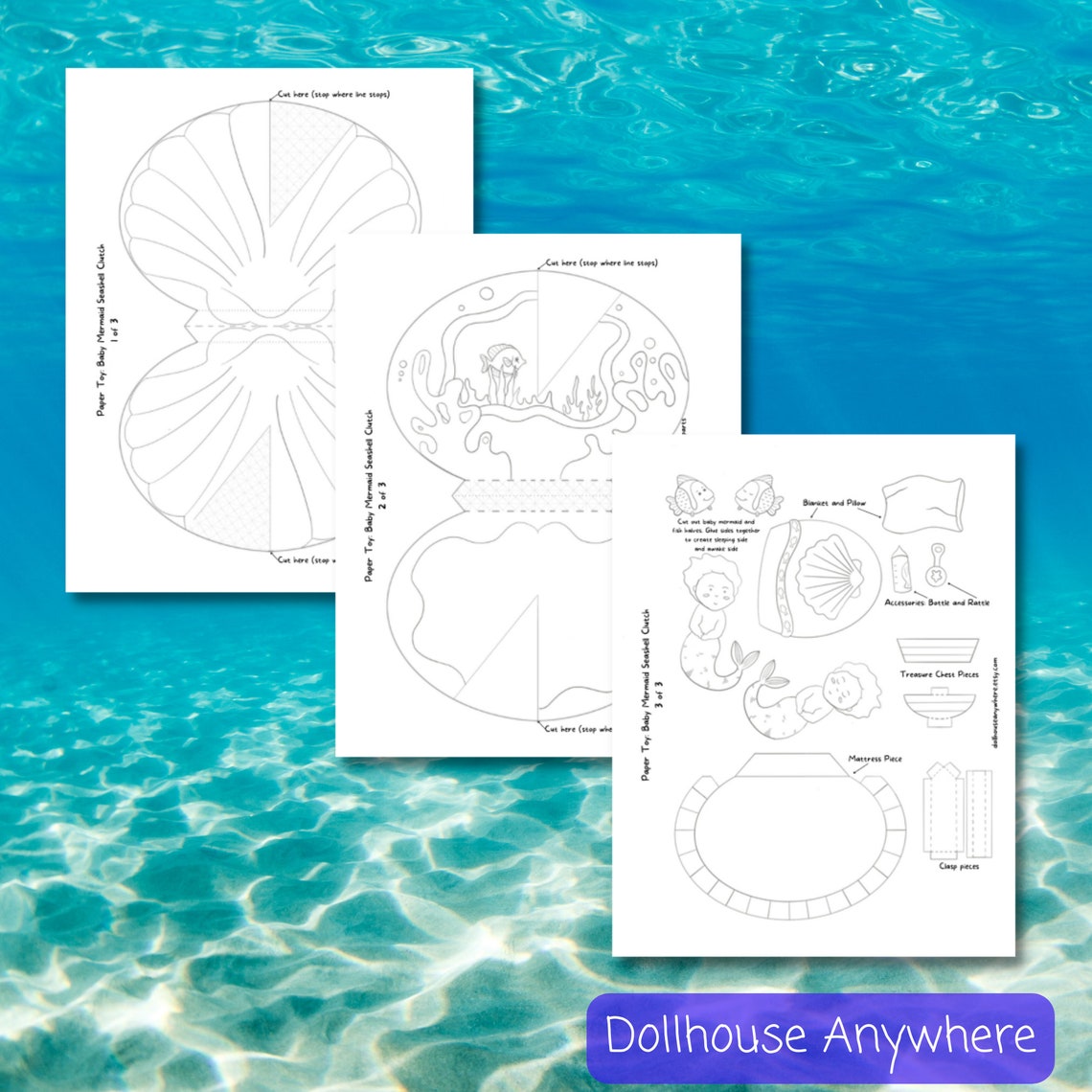 Printable Baby Mermaid Play Set Coloring Book Version - Etsy