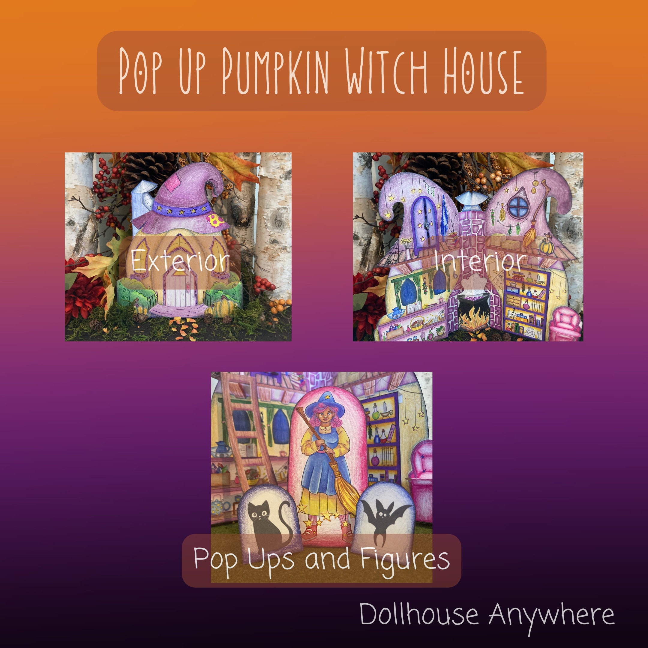 Printable Halloween Dollhouse, Paper Witch House, Portable, Foldable ...