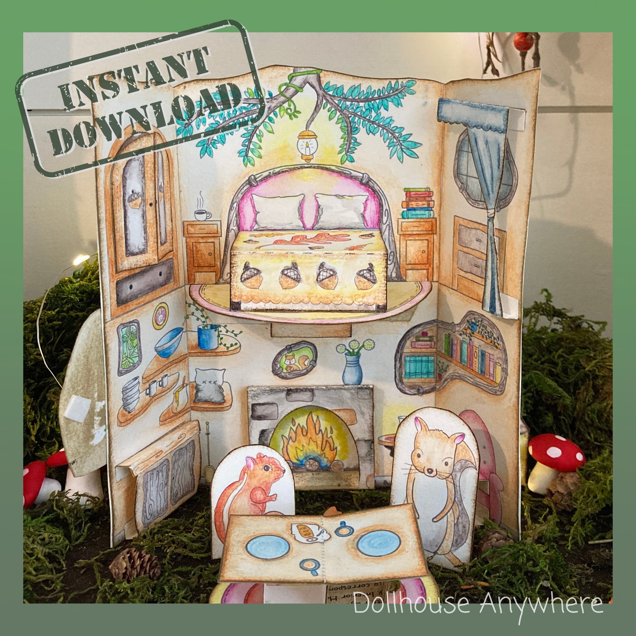 Printable Pop up Dollhouse, Paper Tree House, Portable, Foldable, DIY ...