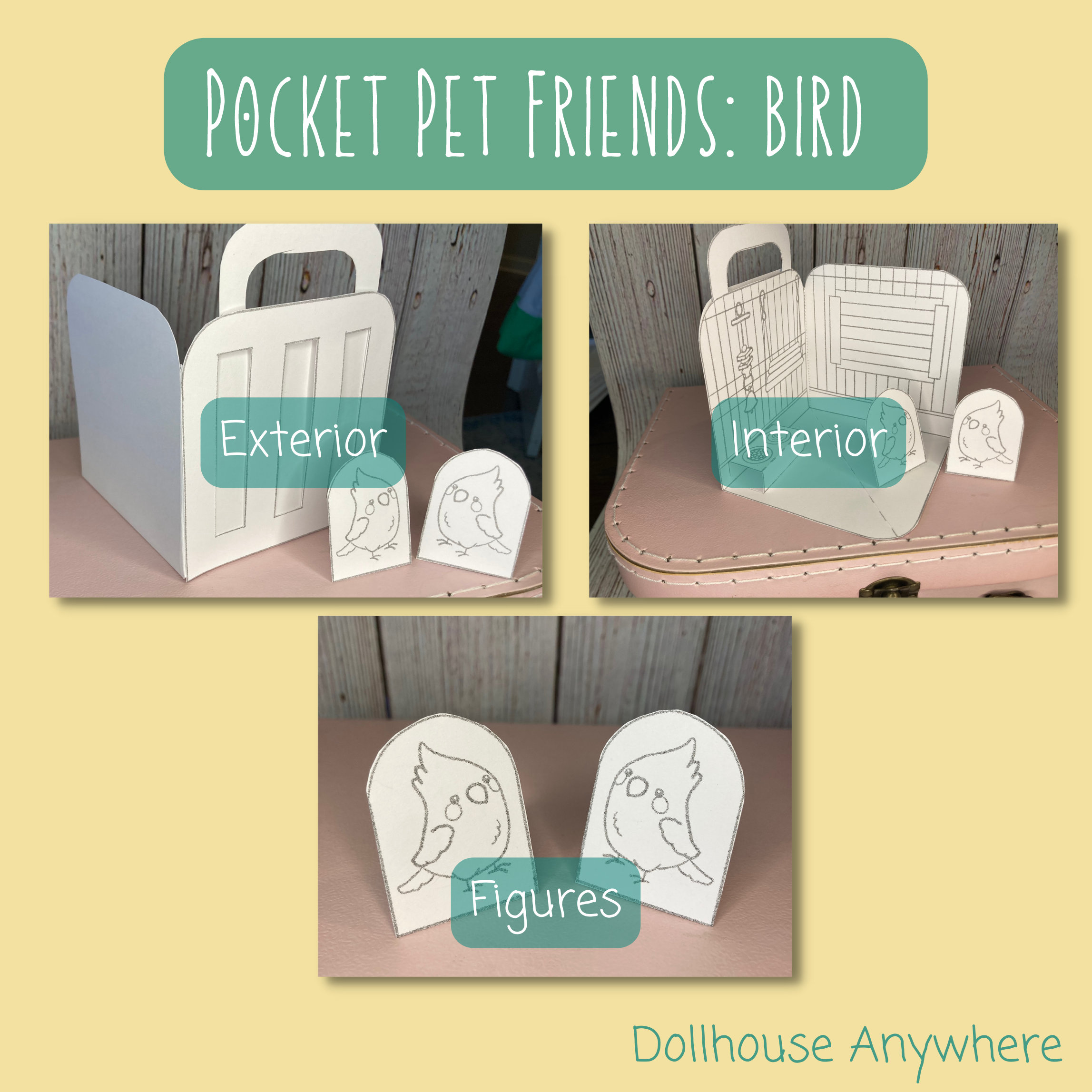 Printable Pocket Pet Friend: Birds (coloring Book Version), Paper Bird ...