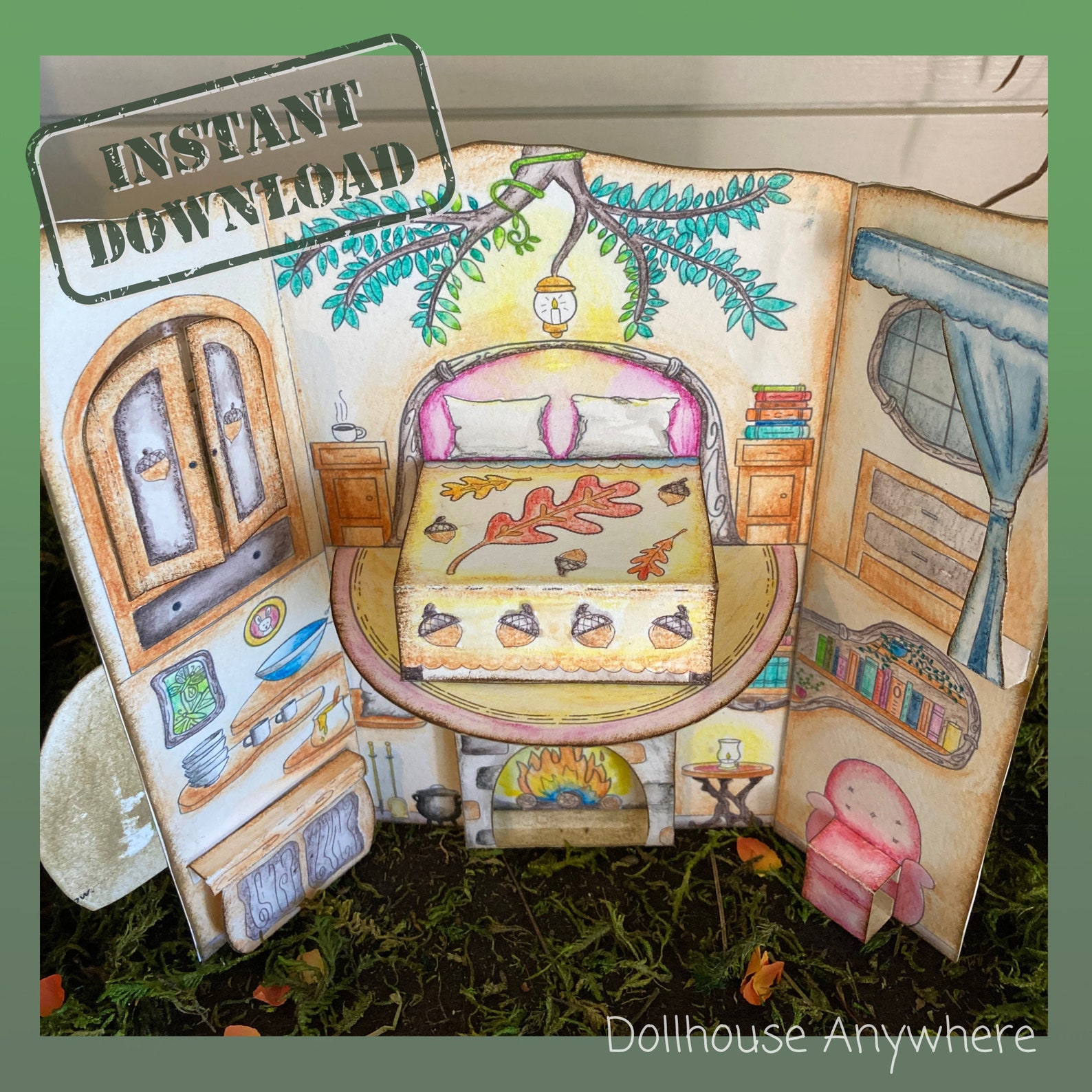 Printable Pop up Dollhouse, Paper Tree House, Portable, Foldable, DIY ...