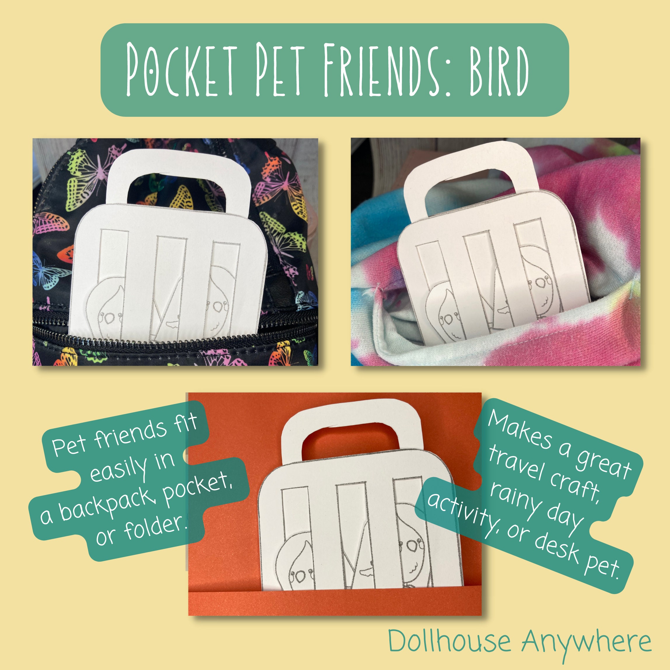 Printable Pocket Pet Friend: Birds (coloring Book Version), Paper Bird ...
