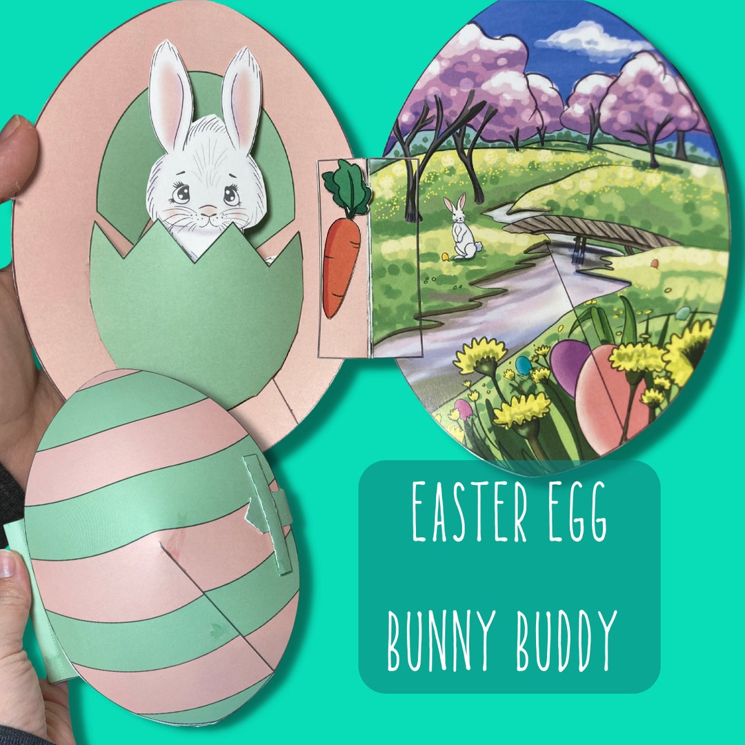 Printable Easter Bunny in an Egg Play Set, Paper Egg, Portable, Paper ...